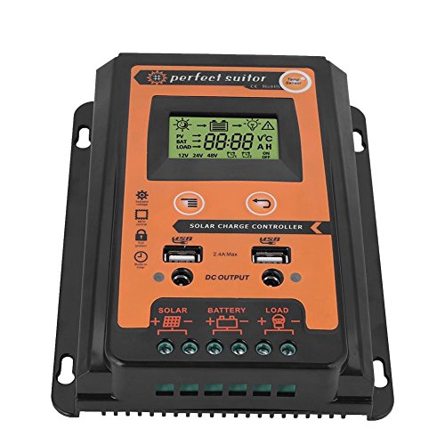 12V/24V 30A/50A/70A Intelligent Solar Panel Contrller MPPT LCD Display Solar Charge Controller Solar Battery Regulator Dual USB Port(30A)