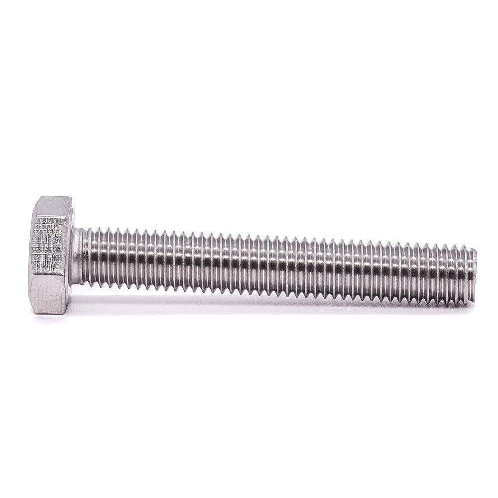 M12-1.75 x 60mm Stainless Steel Hex Bolts, 304 Stainless Steel 18-8, Hex Drive, Full Thread, Coarse Thread UNC, Plain Finish, 4 PCS