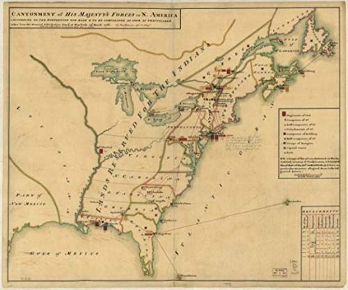 1767 Map| Cantonment of His Majesty's Forces in N. America According to The Disposition Now