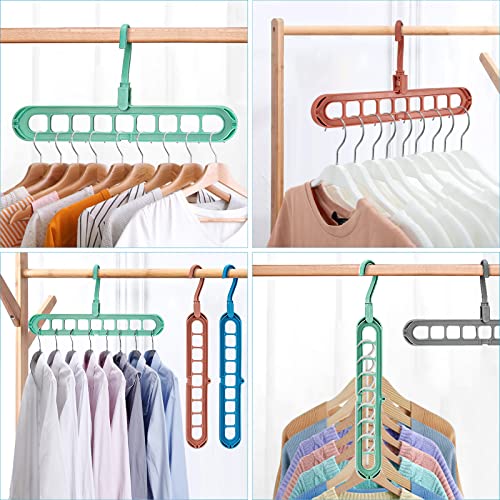 10 Space Saving Hangers,Plastic Hangers,Clothes Hangers Organizer,Smart Closet Space Saver Hanger,Nine-Hole Folding Wardrobe Closet Organizer,Home and Dormitory Student Closet Storage Hanger