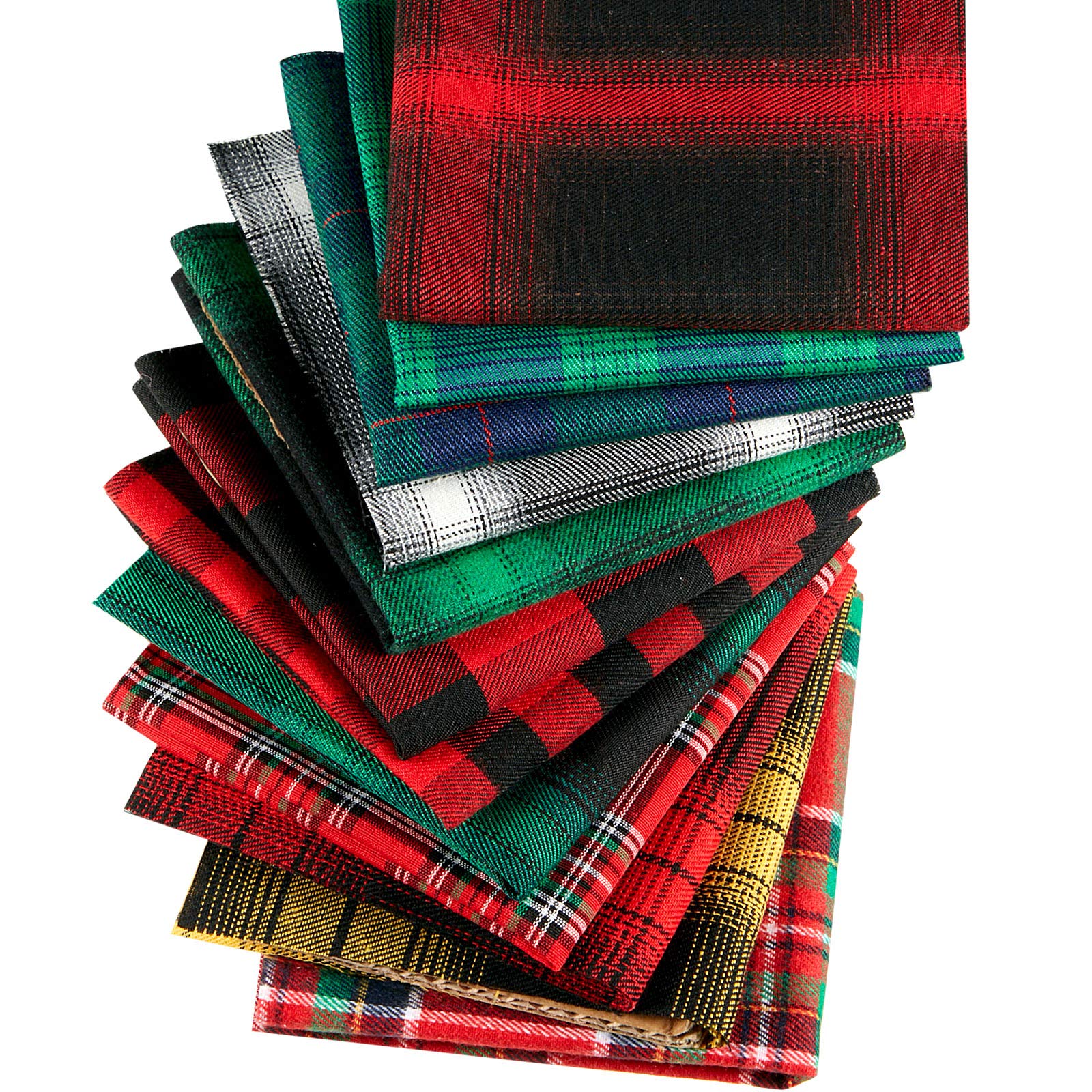 12 Pieces Buffalo Plaid Fabric Cotton Fabric Squares 10 x 10 Inch Patchwork Sewing Fabric for DIY Sewing Quilting