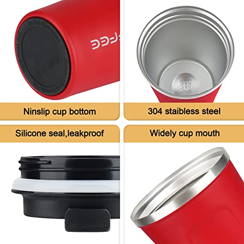12 oz Stainless Steel Vacuum Insulated Tumbler - Coffee Travel Mug Spill Proof with Lid - Thermos Cup for Keep Hot/Ice Coffee,Tea and Beer (Red)