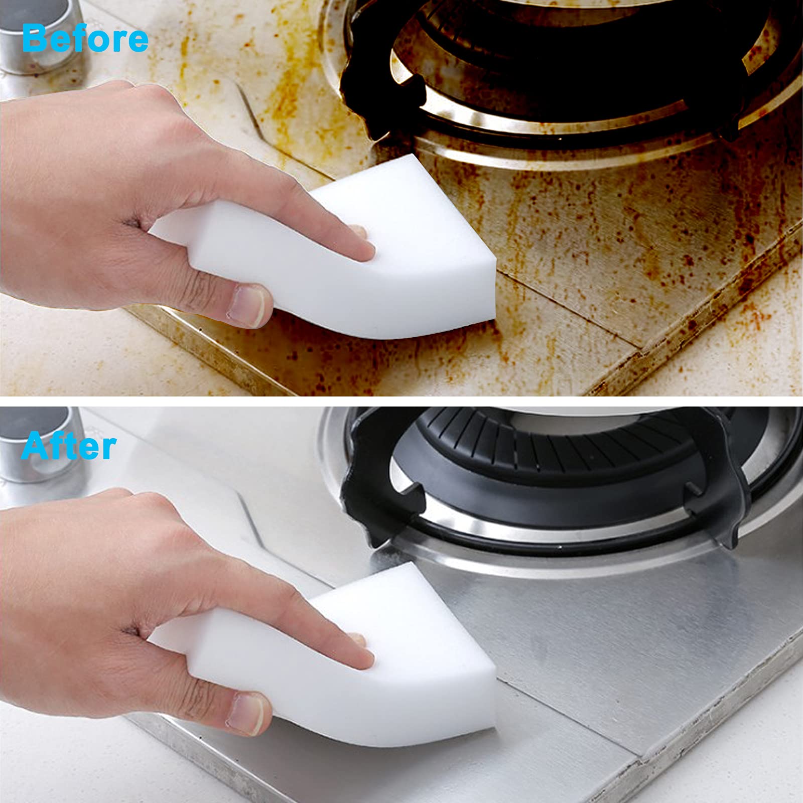 10Pcs Magic Sponge Eraser Sheets, Premium Melamine Foam Spongen Cleaner in Bulk, Not Easily Fall Apart, No Chemicals Added, No Scent. Extra Durable. Powerful Multi-Purpose Cleaning Products-Bathroom