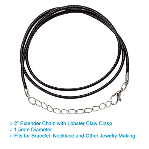 120pcs Black Necklace Cord with Clasp 1.5mm Bulk Necklace String for Bracelet Necklaces Pendants Jewelry Making Accessories(20 Inches)
