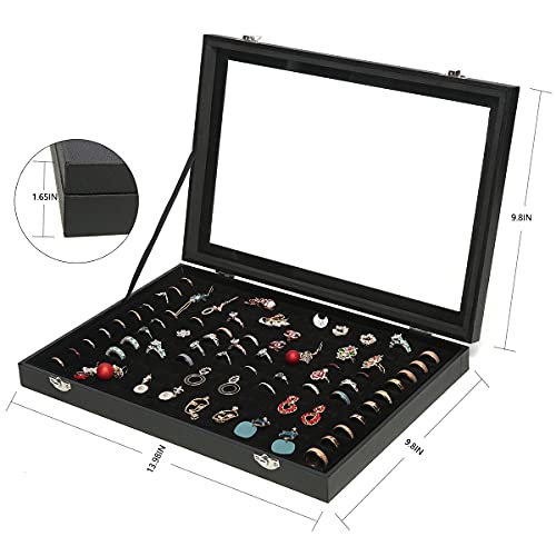 GISK 100 Slots Ring Box Storage Organizer Jewelry Ring Display Case with Transparent Lid Ring Holder Case Jewelry Box Organizer Ring Earring Holder Jewelry Tray Organizerā¦