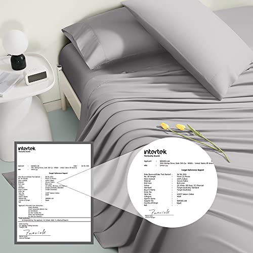 100% Egyptian Cotton Sheets King Size,1000 Thread Count Luxury Heavy Bed Sheets Set (Gray, King)