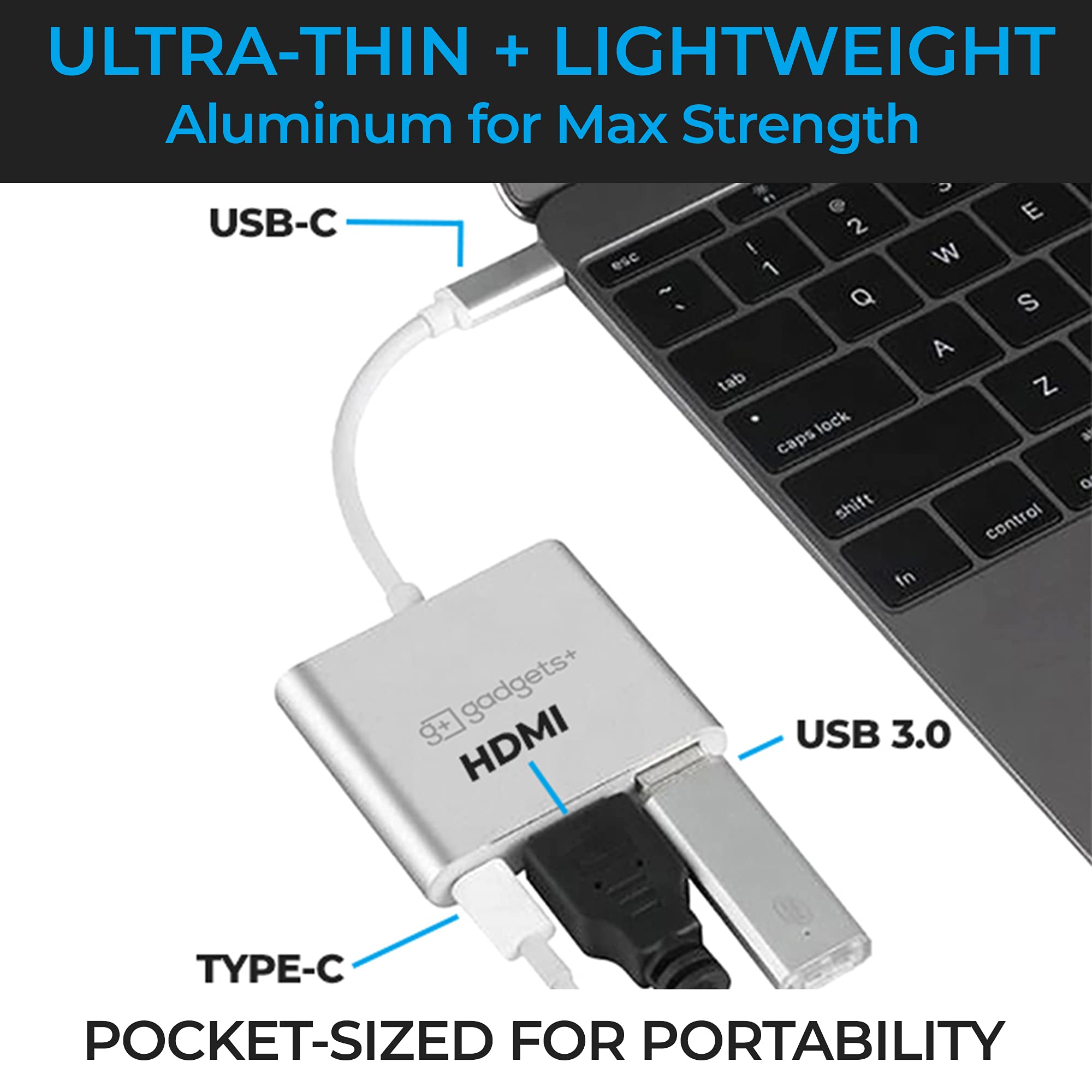 Gadgets+ USB C Hub, 3 in 1 USB Type C 3.1 Adapter, USB C Docking Station, USB C to HDMI, Compatible with MacBook, iPad Pro, Nintendo Switch and Other USB C Devices