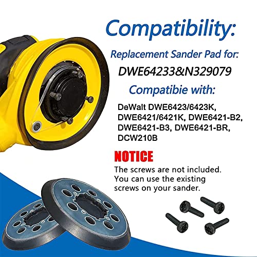 2 Pack 5 inch 8 Hole Hook and Loop Replacement Sanding Pad for DeWalt DWE64233 & N329079 Compatible with DWE6423/6423K, DWE6421/6421K, DWE6421-B2, DWE6421-B3, DWE6421-BR, DCW210B (2 Packs)