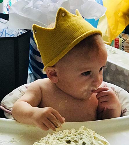 LDDCX Baby Birthday Party Crown Headband Hat, Knitted Hat Warm Beanie Cap.(LDZ28) (Yellow)