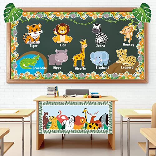 30 Pieces Jungle Animal Cutouts Safari Jungle Cut-Outs for Bulletin Board Classroom Baby Shower Animals Theme Birthday Party Decorations