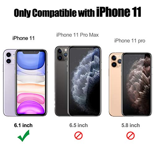 JAME Designed for iPhone 11 Case with Screen Protector [2PCS], Military-Grade Drop Protection, Protective Phone Case Cover, Car Mount Ring Kickstand Shockproof Bumper Case for iPhone 11 6.1 Inch Black
