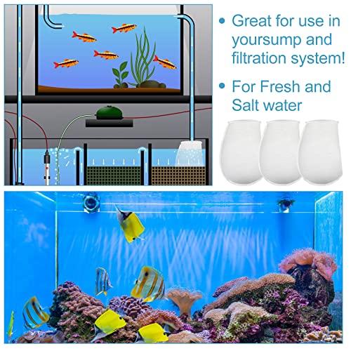 12 Pack 7 Inch Ring Felt Filter Socks 200 μm, Aquarium Felt Filter Bags, Fine Micro Fish Tank Filter, Sump Filter Sock for Saltwater Aquariums, 7 Inch Ring by 14 Inch Long