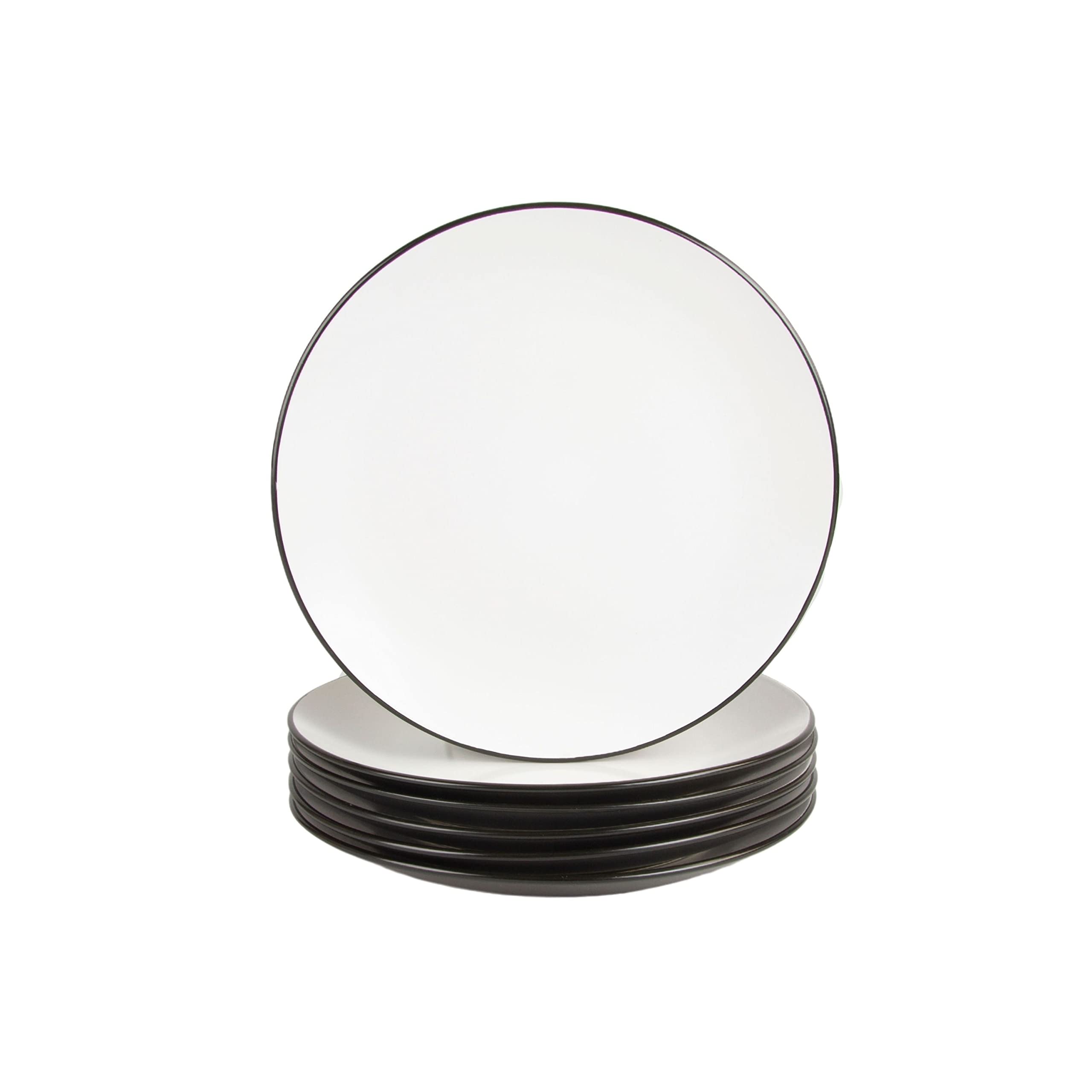 10 Strawberry Street Two Tone Coupe 8ā Salad Plate Set Of 6, Black/White