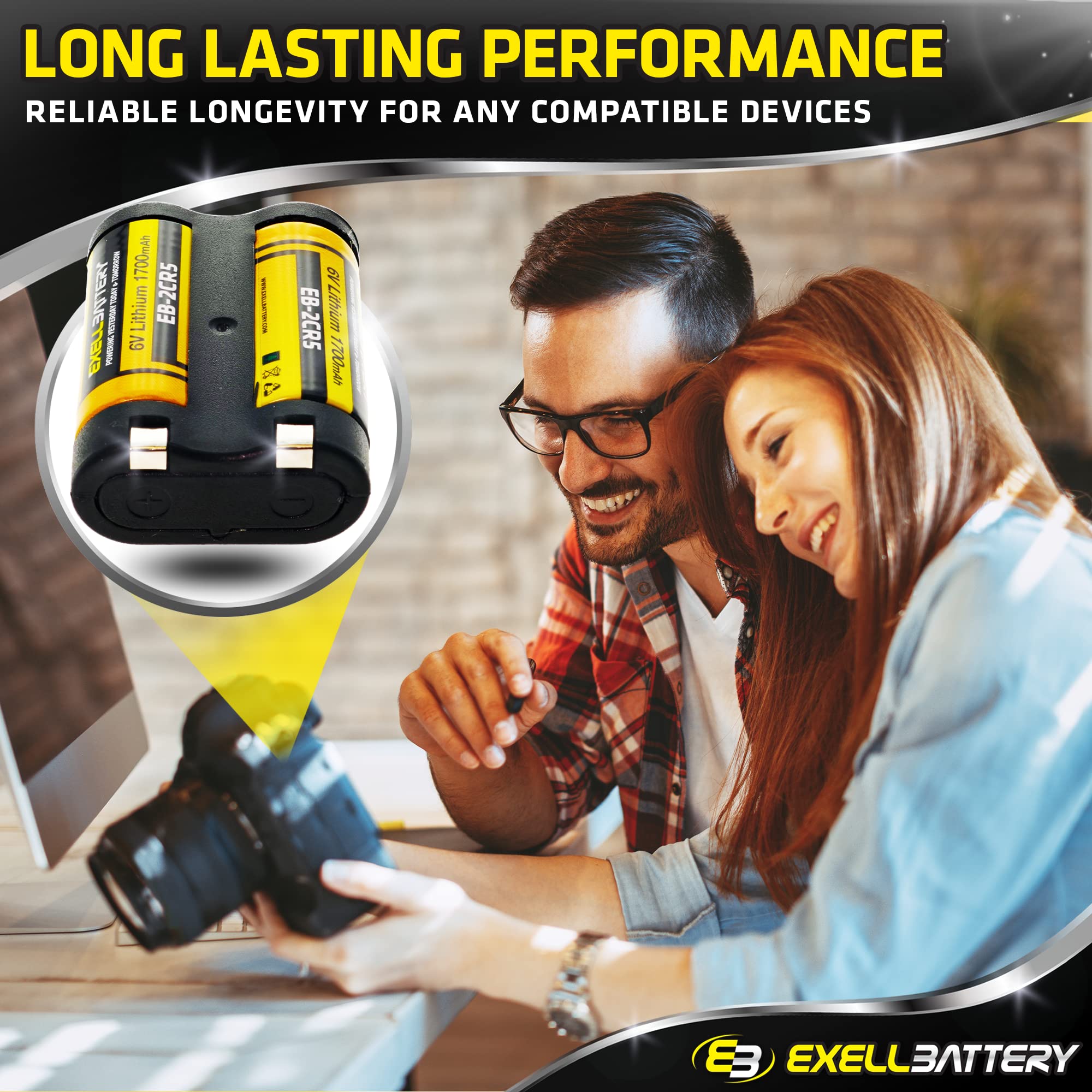 Exell Battery 2CR5 245 6V Photo Lithium Cell Replaces 2CR5 DL245 EL2CR5 2CR5M