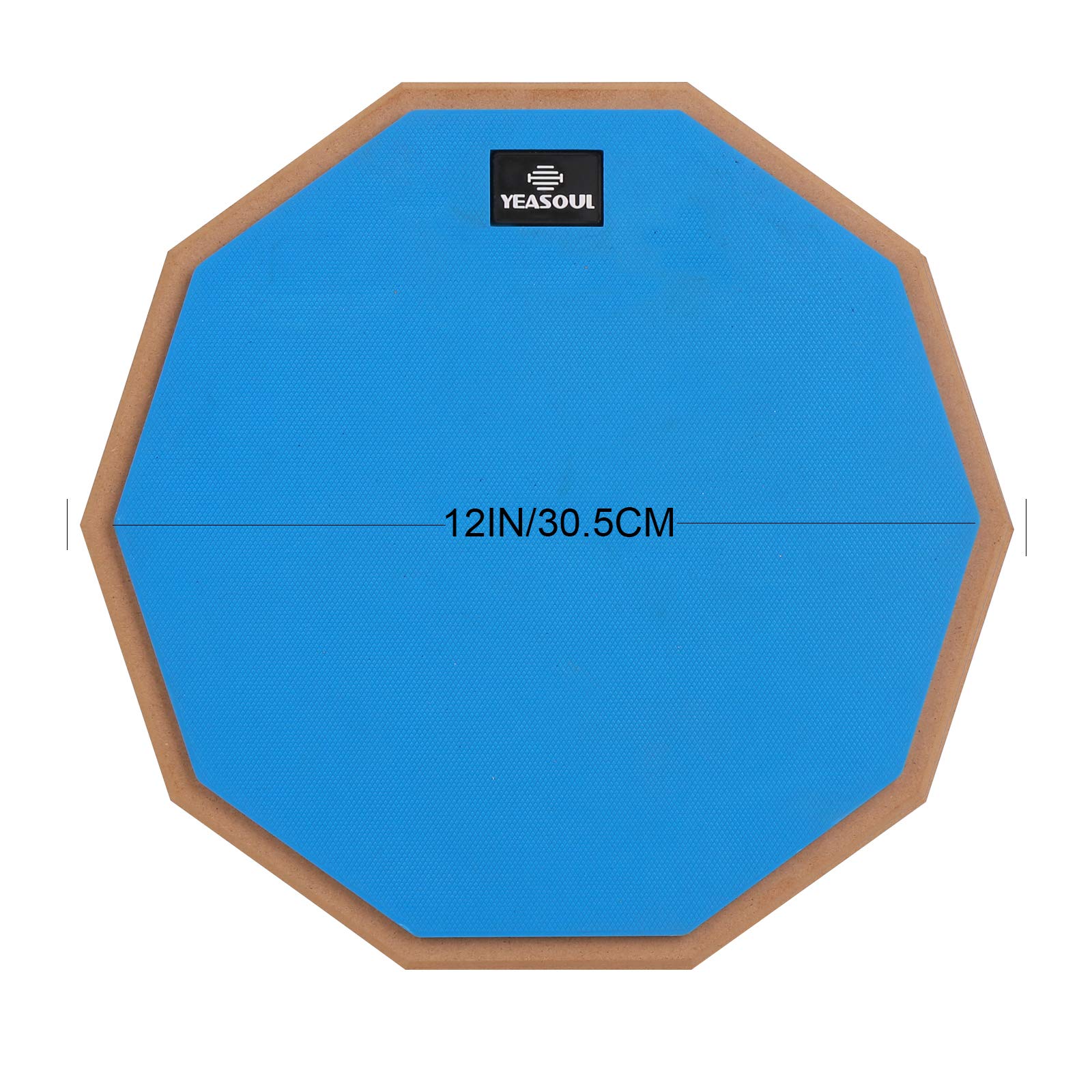 12 inch drum pad,double sided drum pads,snare drum pad with drumsticks and storage bag for drum practice beginner (12'', Blue)