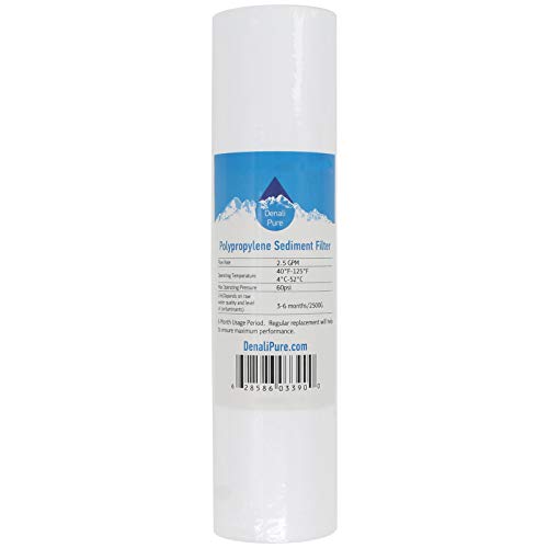12-Pack Replacement for Aqua Pure AP102T Polypropylene Sediment Filter - Universal 10-inch 5-Micron Cartridge Compatible with Aqua Pure AP102T Residential Whole House Water Filter - Denali Pure Brand