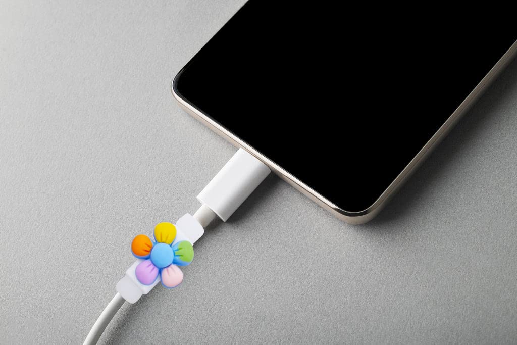 10 PCS Charger Protector for iPhone/ipad USB Cable, Colourful Flowers Cable Bites Flower Leaves Plastic Charging Cable Protector Cord Saver Phone Accessory USB Charger for Cellphone Data Lines