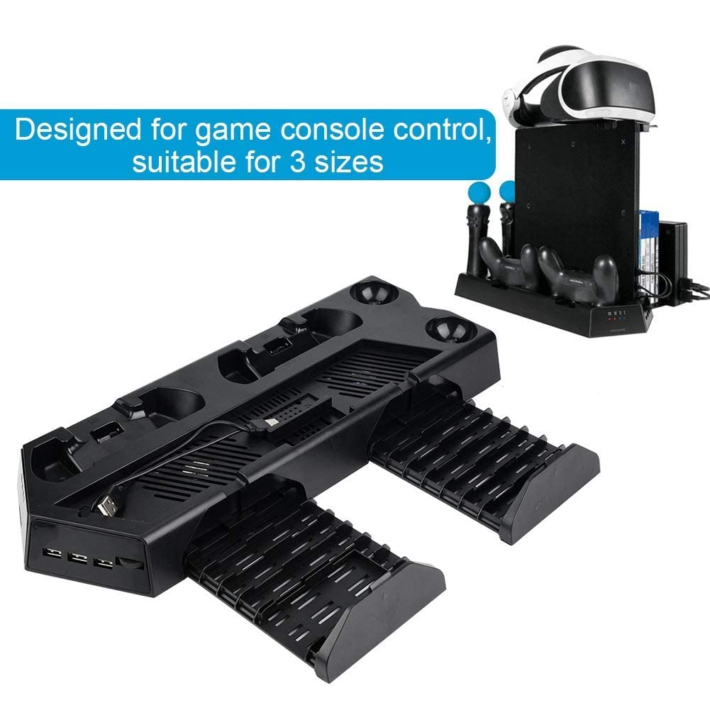 143 VR Charging Stand, Cooling Fan Station for PlayStation 4/ Slim/Pro - Showcase, Cool, and Display Your VR - PlayStation 4 Portable 3 in 1 Charging Station