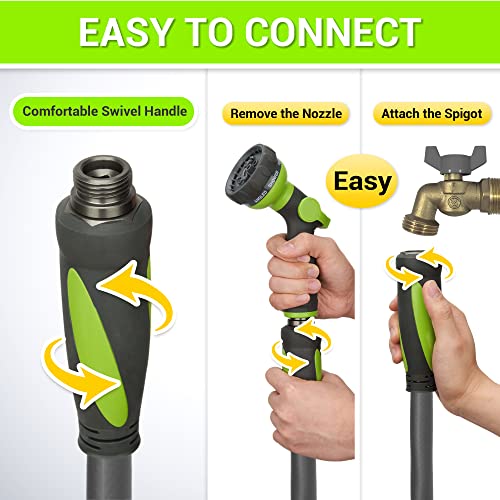360Gadget Garden Hose - 50 FT Water Hoses with Swivel Handle, Flexible, Heavy Duty, Lightweight Hose Pipe for Outdoor, Yard Watering, Premium Hybrid Polymer Hose