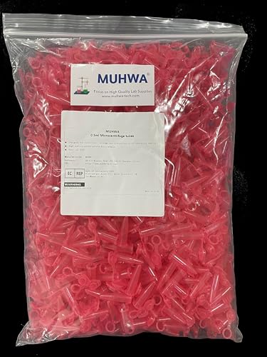 MUHWA 1000PCS Polypropylene Graduated Microcentrifuge Tube with Snap Cap, 0.5ml Capacity Microtubes (Red)