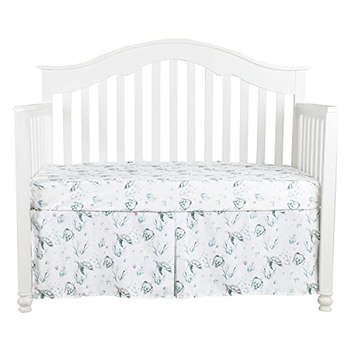 3PCS Crib Bedding Set Baby Minky Blanket Nursery Bed Skirt Set for Baby Girls & Boys(Green sea Turtle,3pc Set)