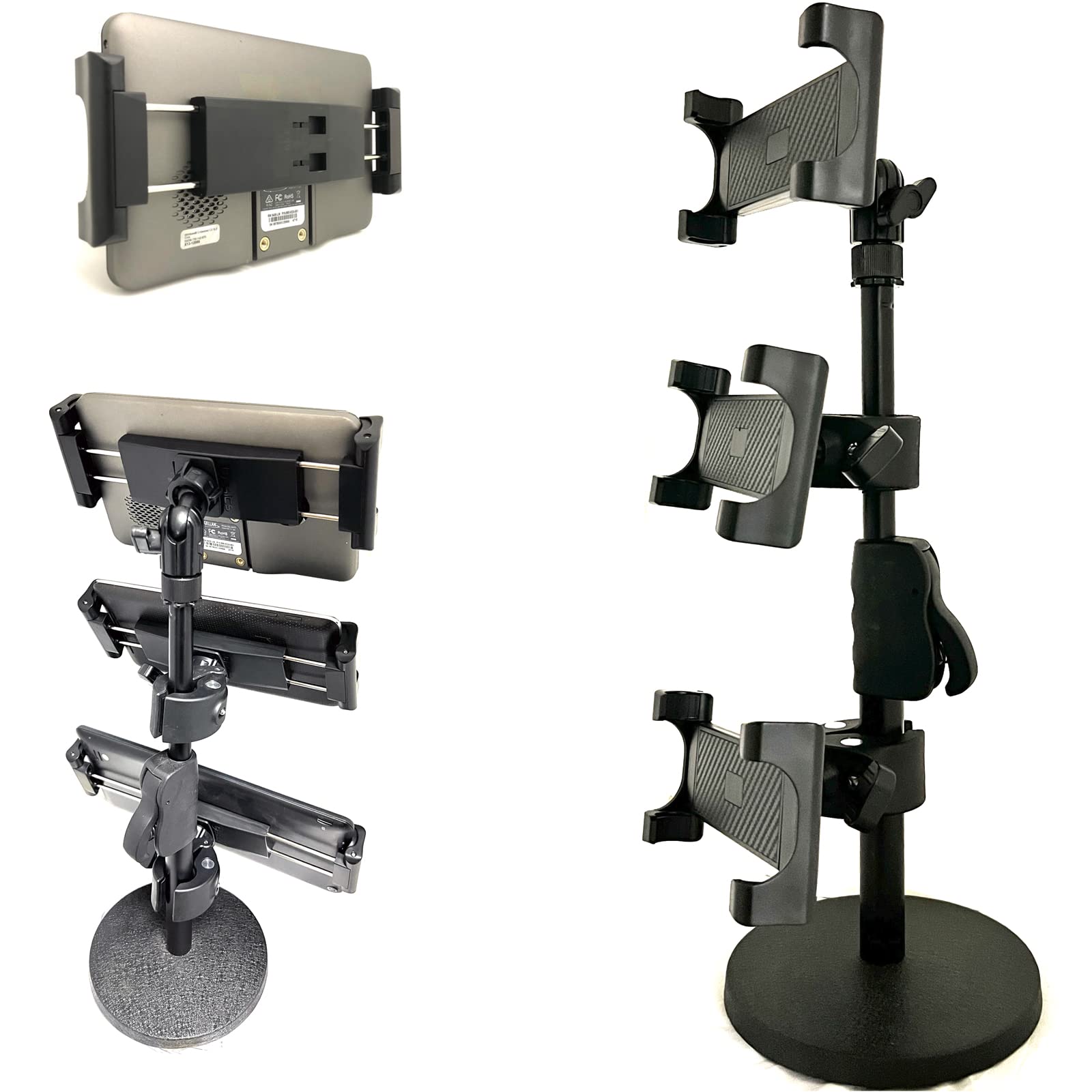 Accessory Basics Universal Tablet/Smartphone 3 in 1 Metal Base CounterTop Table DoorDash Postmate Grubhub Uber Eats Mount Stand for 6 to 13" Screen Tablets and Smartphones