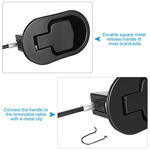 APACALI Recliner Pull Cable Replacement Set of 2, Universal Black Sofa Couch Recliner Release Cables with Metal Pull Handle fits Most Recliner Brands, Hook Exposed Cable Length (4.75")