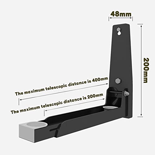 304 Stainless Steel Microwave Wall Mount Brackets Universal Shelf Wall Bracket Telescopic Microwave Oven Rack Adjustable Folding Sturdy Kitchen Accessories (Black)