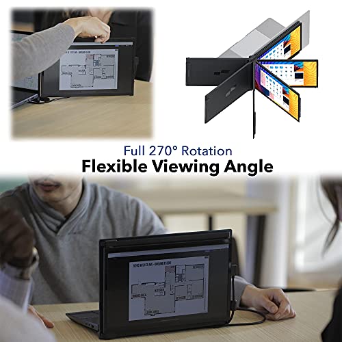 Mobile Pixels MPDUEXPLUS-RB Duex Lite 12.5" Portable Monitor Full HD 1080P IPS Screen Grey - Certified (Renewed)