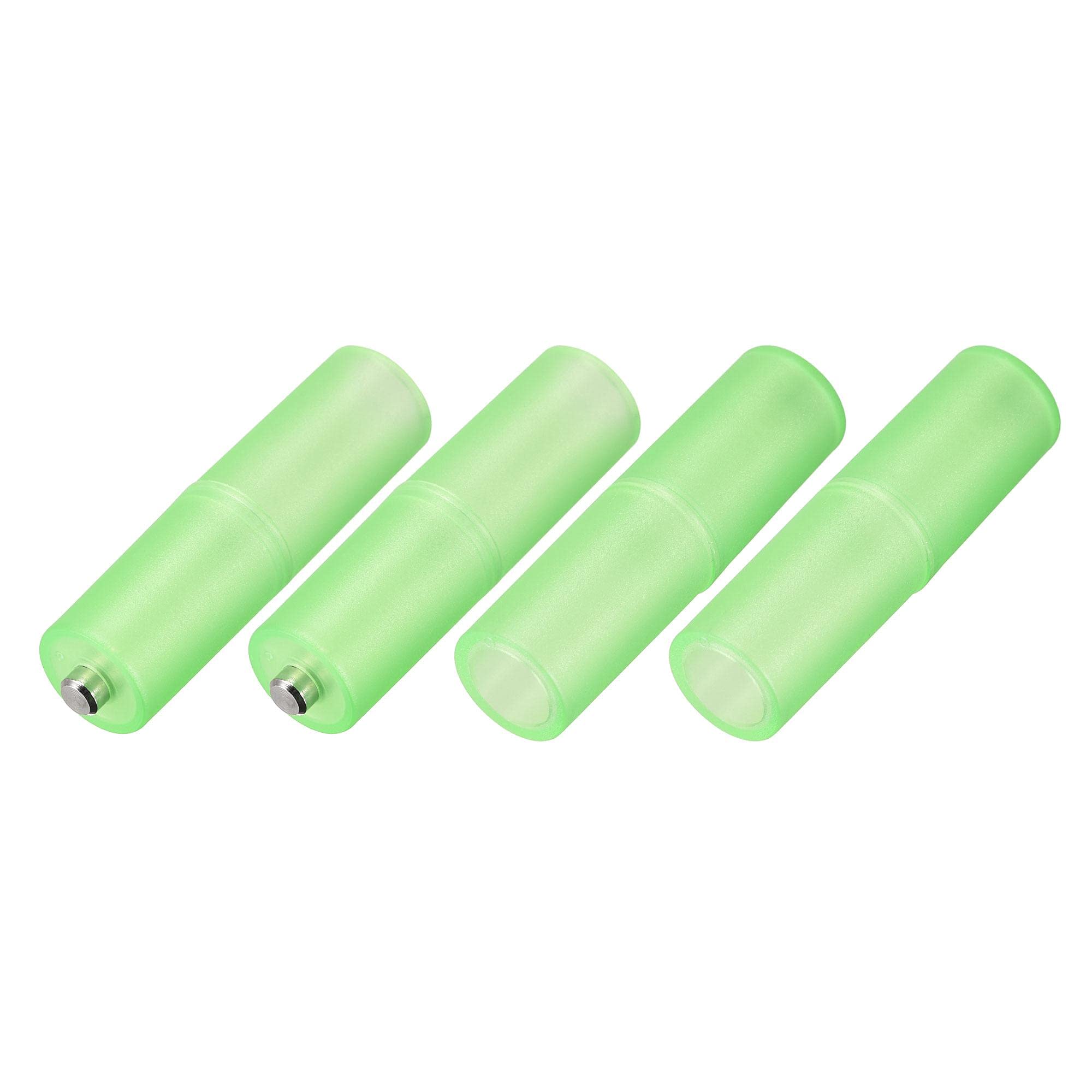 uxcell AAA to AA Battery Adapter Battery Converter Cases Holder Shell with Metal Contacts on One Bottom Green 4 Pcs