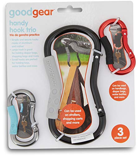 Good Gear 3 Pieces Baby Stroller Hooks, Curved Hook Clips with TPE Grips, Shopping Cart Bag Holder