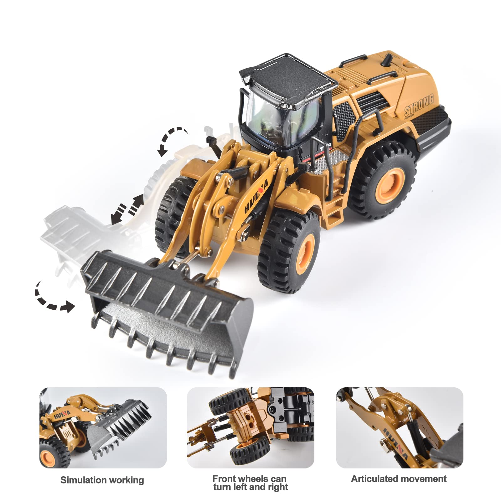 1/60 Scale Mini Metal Front Loader Toy, Diecast Construction Equipment Small Bulldozer Toy for Boys Kids