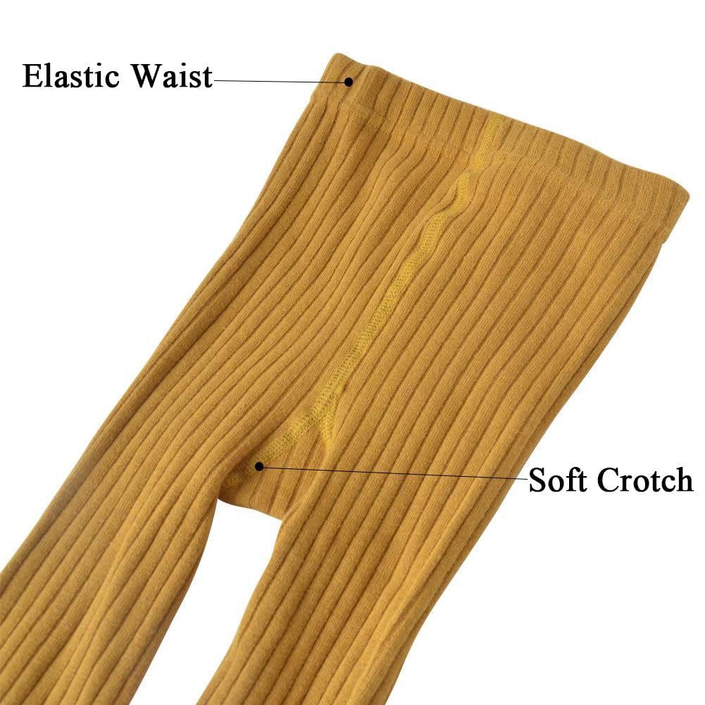 5 Pack Girls Cotton Cable Knit Classic Solid Ankle Leggings Pants Footless Tights 9-11T