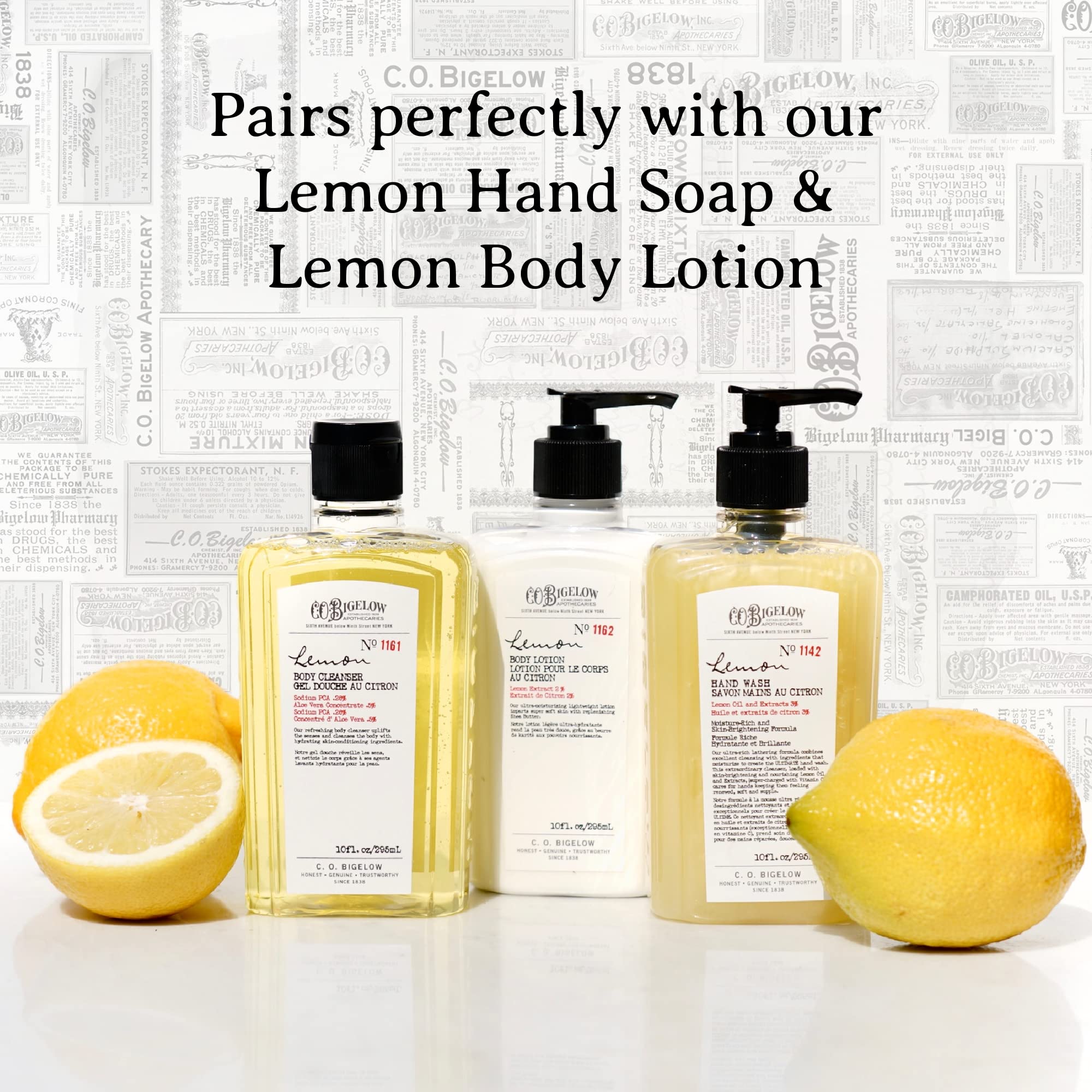 C.O. Bigelow Body Cleanser - No. 1161 - Moisturizing Lemon Body Wash for Men & Women with Aloe Vera, Sodium PCA, and Glycerin, 10 fl oz