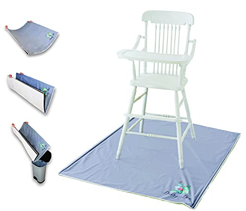 Easy Clean Up Pourable Splat Mat for Under High Chair, Waterproof Spill Mat Washable Non-Slip Floor Protector Splash Mat