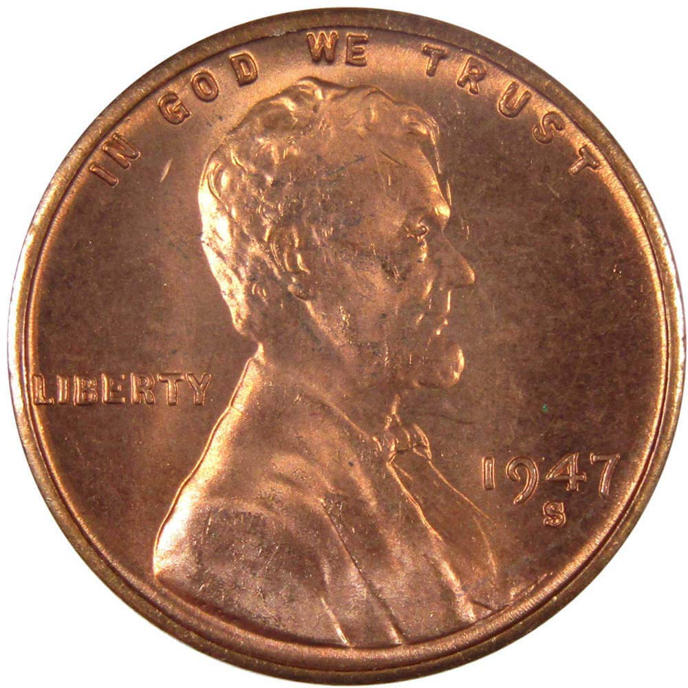 1947 S Lincoln Wheat Cent BU Uncirculated Mint State Bronze Penny 1c Coin