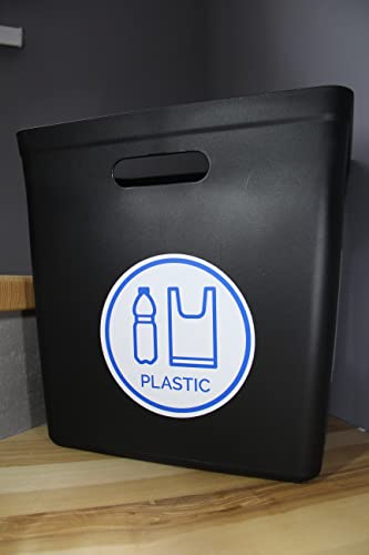 6 Pack Glass, Paper, Plastic, Metal, Trash, Recycle Sign Stickers - Self-Adhesive Vinyl Decal Recycle Logos - Eco-Friendly Trash Can Signs - 6" - Indoor & Outdoor Use - Waterproof & UV Protected