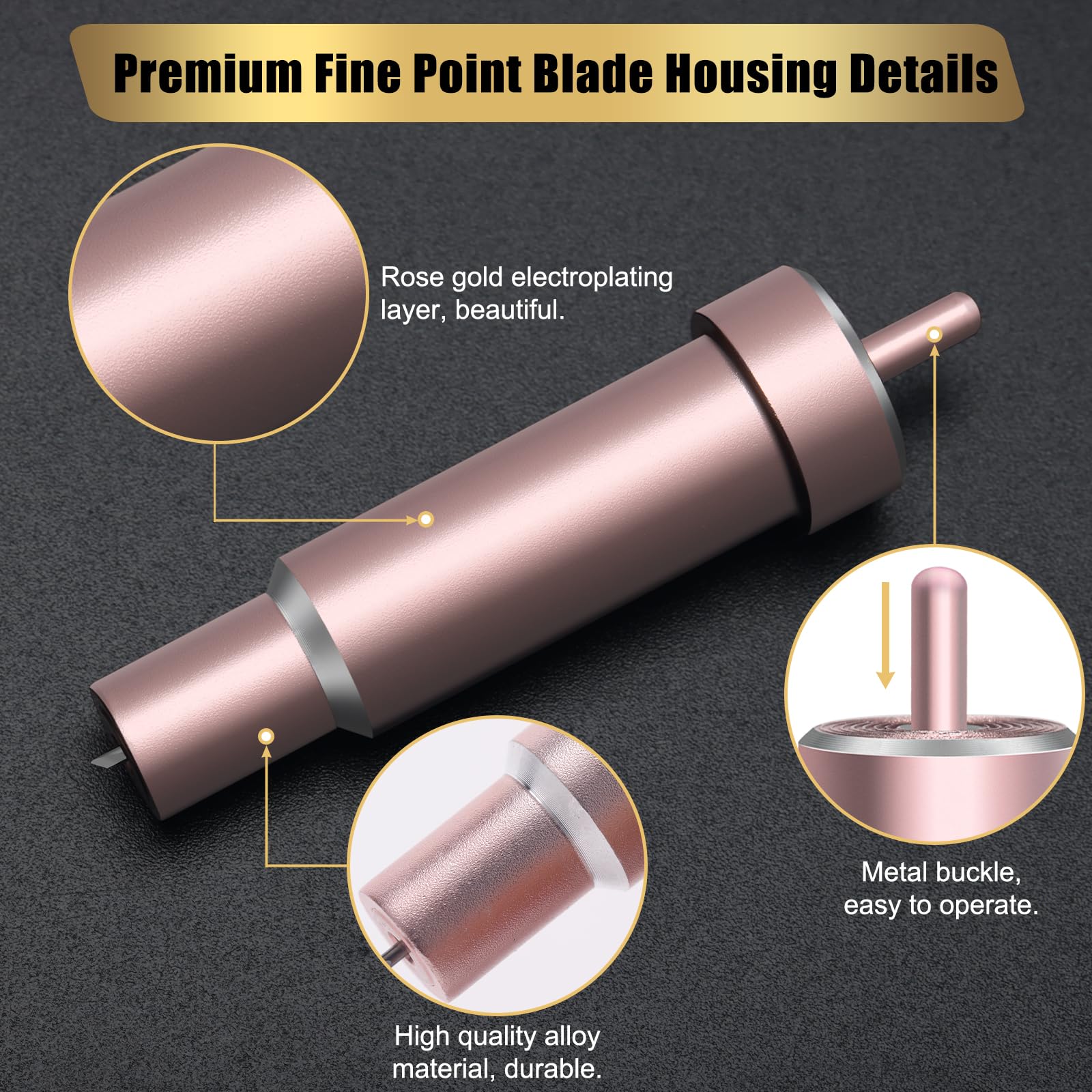 1+10P Premium Fine Point Blade with Housing, Luxiv Fine Point Blade for Cricut Explore Air 1/2/3, 10P Replacement Blade for Cricut Maker, Maker 3 with Housing for Cutting Film, Vinyl, Sticker (Gold)