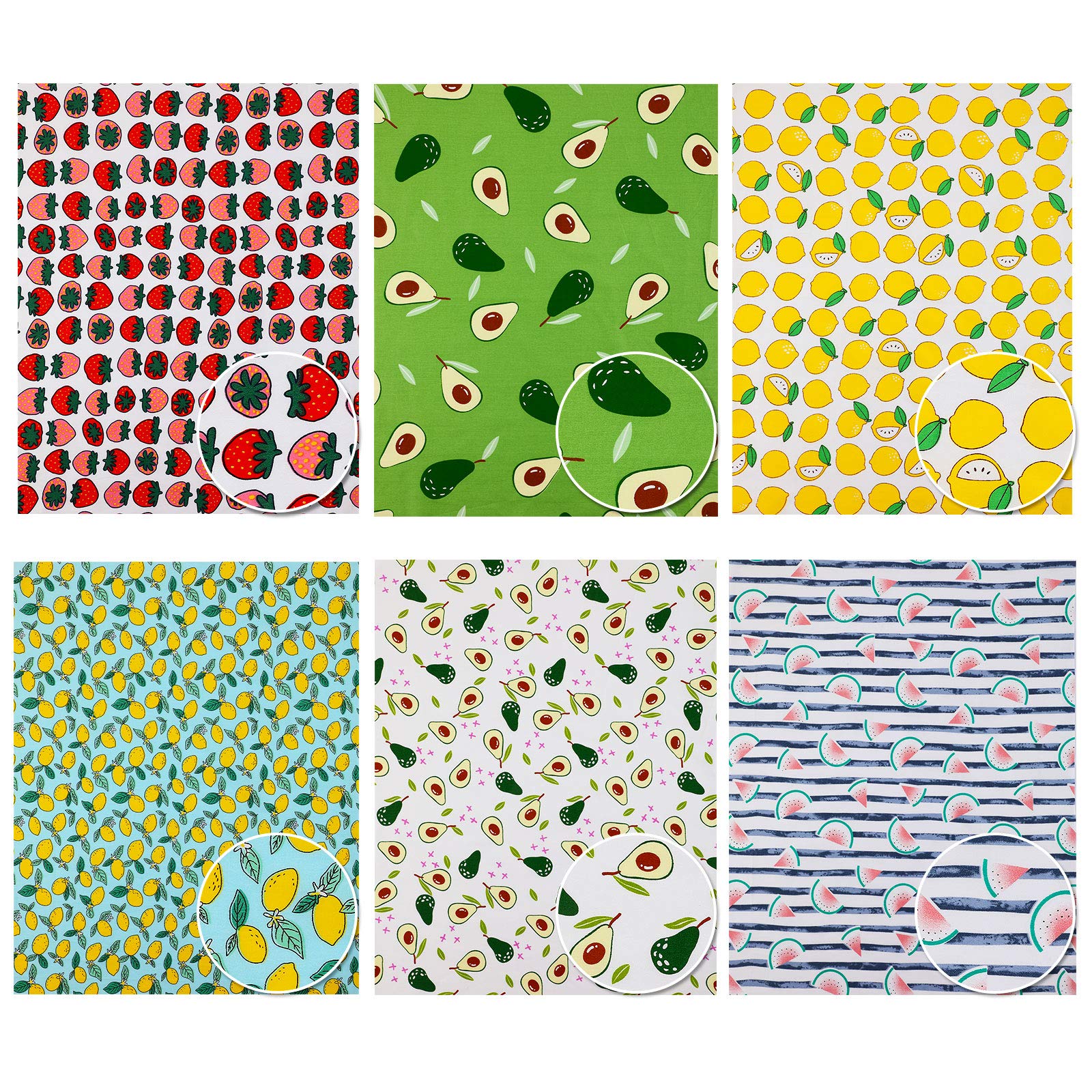 12 Pieces Printed Fruit Fabric Fruit Fat Quarters Fruit Pattern Fabric Bundles Quilting Sewing Patchwork Fabric for DIY Scrapbooking Art Craft Sewing Projects, 20 x 16 Inch/ 50 x 40 cm