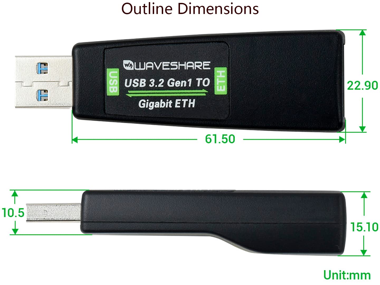 Bicool USB 3.2 Gen1 to Gigabit Ethernet Converter,RTL8153 Controller 101001000Mbps Network Standard, Driver-Free,Plug and Play,Support Multi Systems Win788.110,etc.