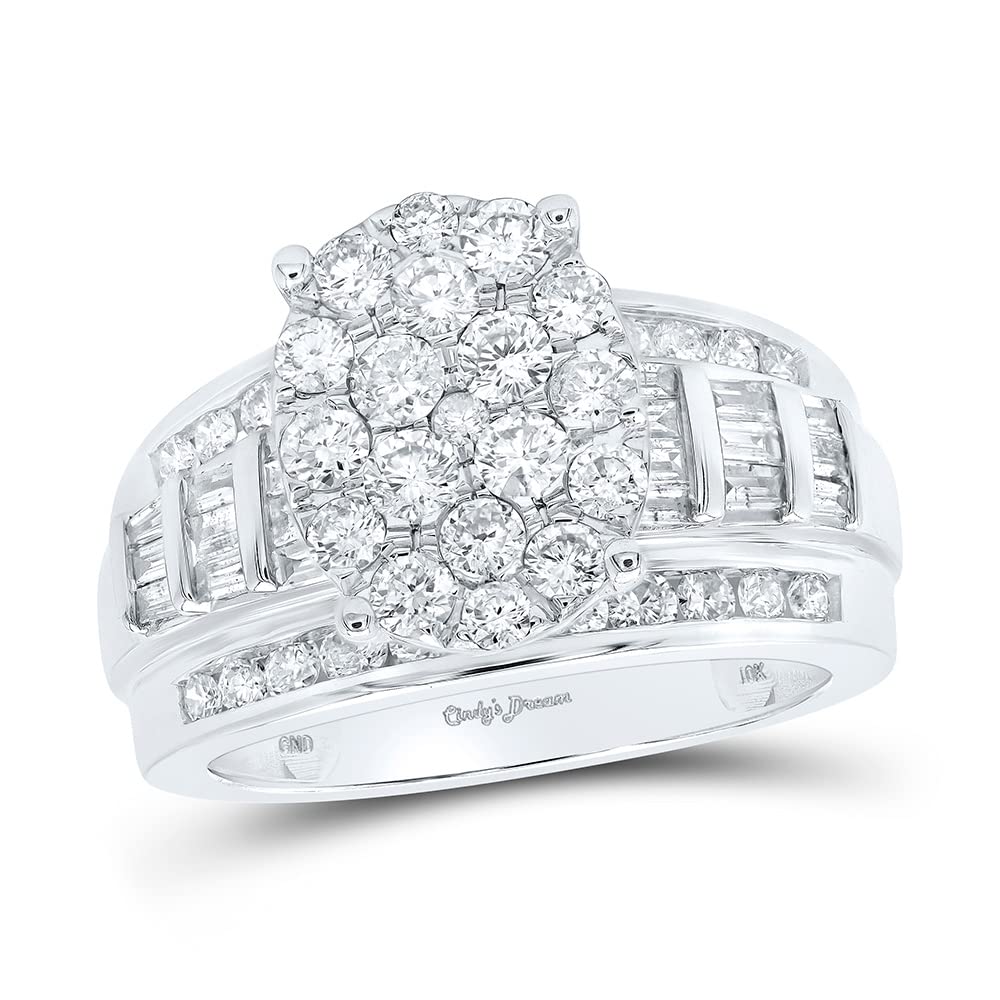 10kt White Gold Round Diamond Oval Bridal Wedding Engagement Ring 2 Cttw
