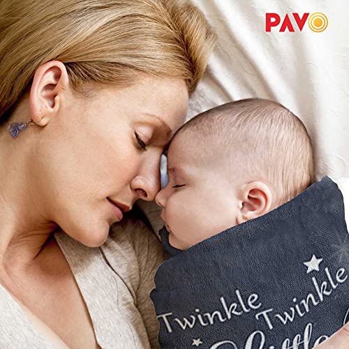 Pavo Personalized Baby Blankets for Boys - Twinkle Twinkle Little Star Elephant Custom Baby Blanket - Includes Bib & Onesie Option - Personalized Baby Gifts for Christmas, Thanksgiving, Shower