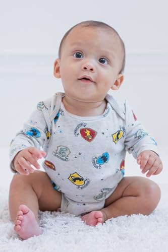 Harry Potter Hogwarts Newborn Baby Boys 5 Pack Long Sleeve Bodysuits Multicolor 6-9 Months