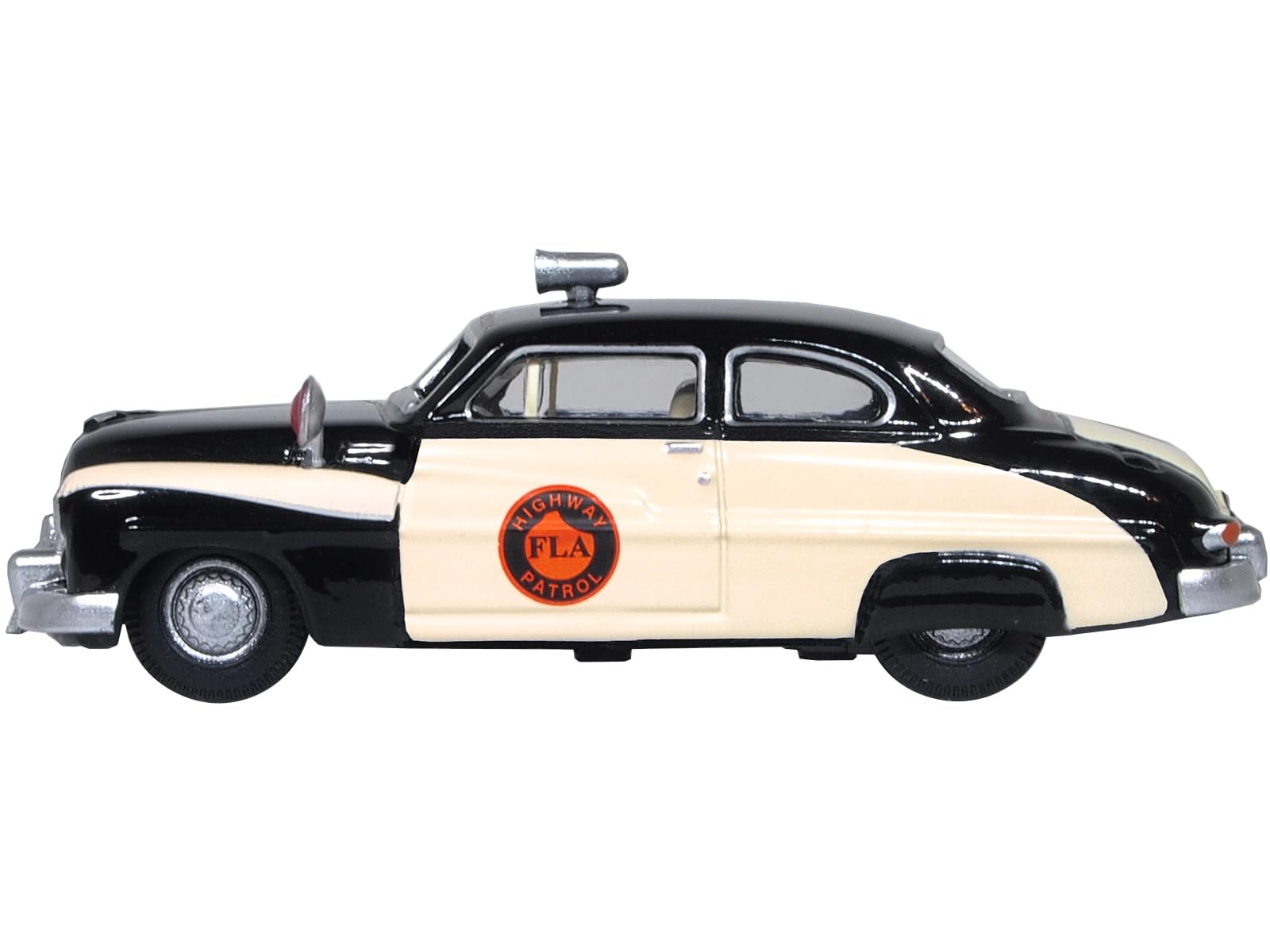 1949 Mercury Monarch Police Black and White Florida Highway Patrol 1/87 (HO) Scale Diecast Model Car by Oxford Diecast 87ME49010