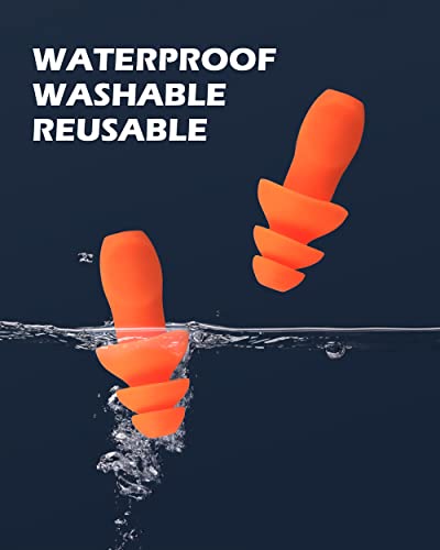 12 Pairs Corded Silicone Ear Plugs - Individually Wrapped - Reusable Noise Cancelling Earplugs for Hearing Protection - Shooting Range Noise Reduction, Construction Work, Hunting Ear Protection