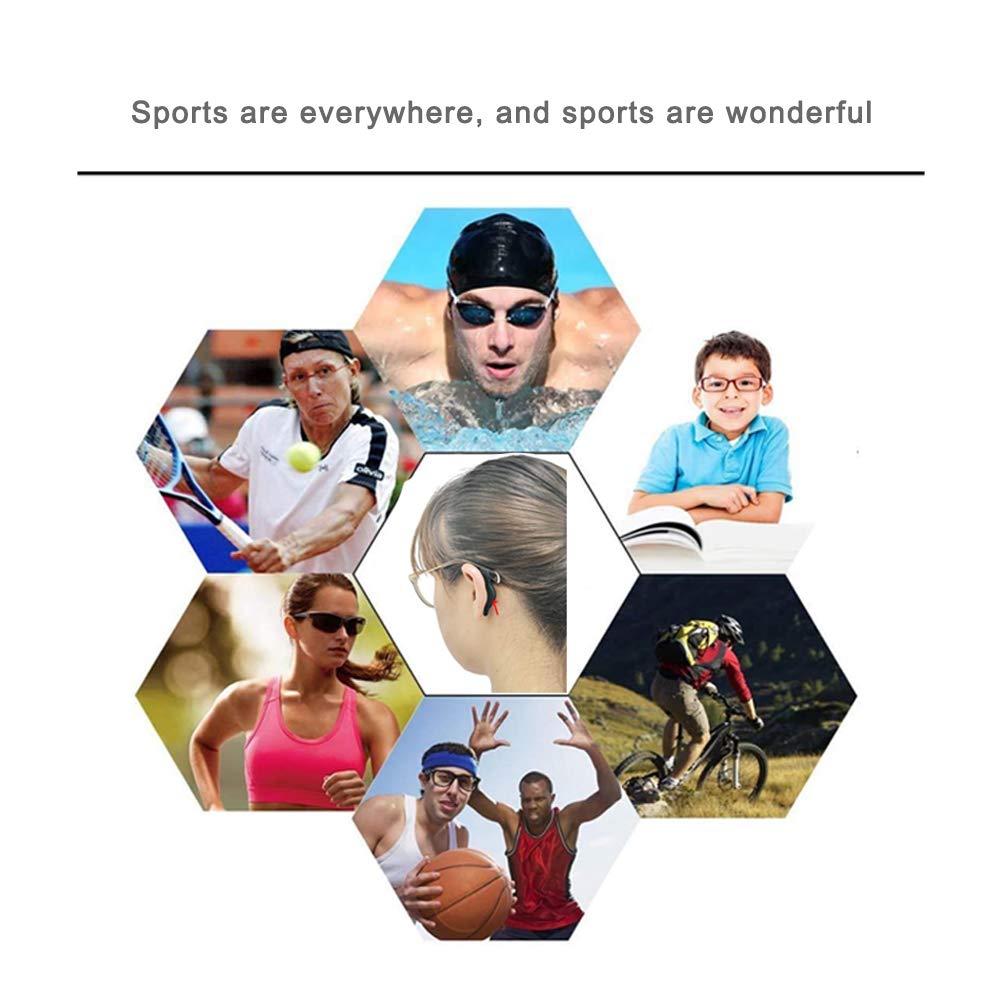 12 Pairs Kids and Adults Sport Eyeglasses Temple Tips Sleeve Retainer, Anti-Slip Eyeglasses Ear Grips,Soft Silicone Ear Hooks, Comfortable Eyeglasses Strap Holders, Eyewear Retainers(Black,Clear)