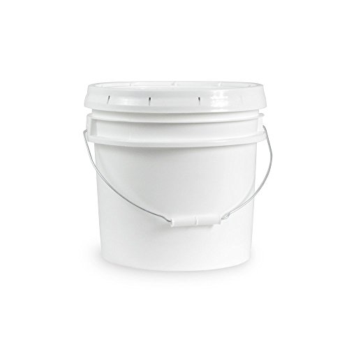3.5 Gallon White Bucket & Lid - Set of 5 - Durable 90 Mil All Purpose Pail - Food Grade - Contains No BPA Plastic (3.5 Gal. w/Lids - 5pk)