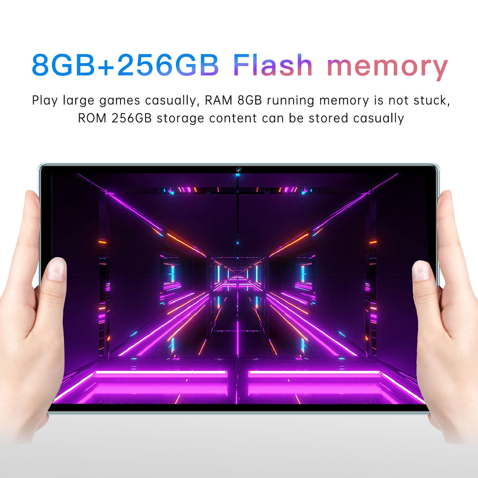 10.1 Inch 8GB 256GB Tablet, 8 Core CPU, 5G WiFi, 4G Network, Keyboard Case, 100-240V, Blue, with BT Keyboard Case (US Plug)