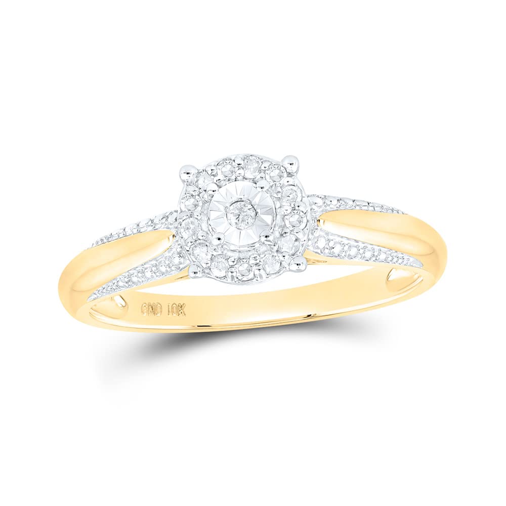 10kt Yellow Gold Round Diamond Solitaire Bridal Wedding Engagement Ring 1/10 Cttw
