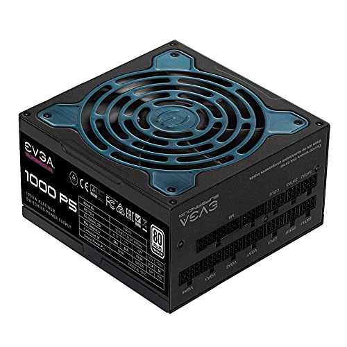 EVGA Supernova 1000 P5, 80 Plus Platinum 1000W, Fully Modular, Eco Mode with FDB Fan, 10 Year Warranty, Includes Power ON Self Tester, Compact 150mm Size, Power Supply 220-P5-1000-X1